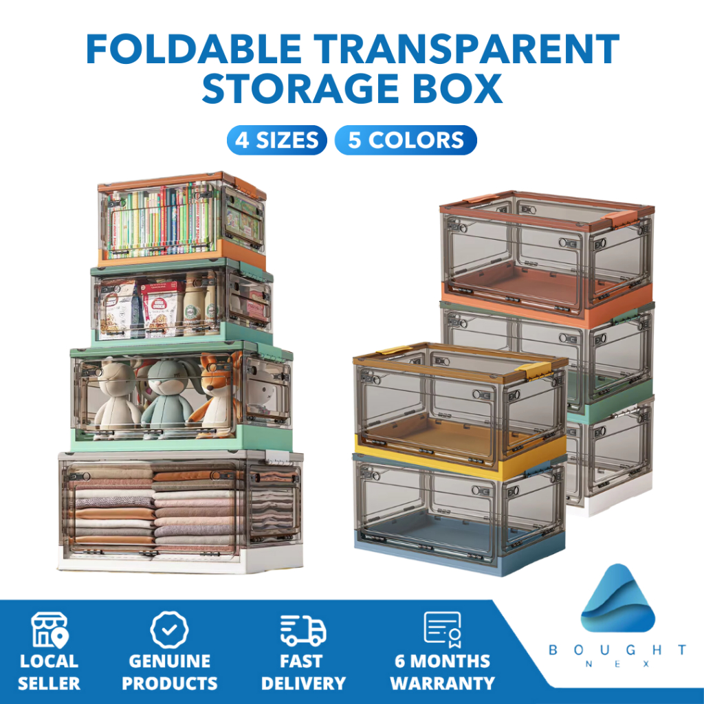 Foldable Transparent Storage Box, Wheeled Collapsible Plastic Crate ...