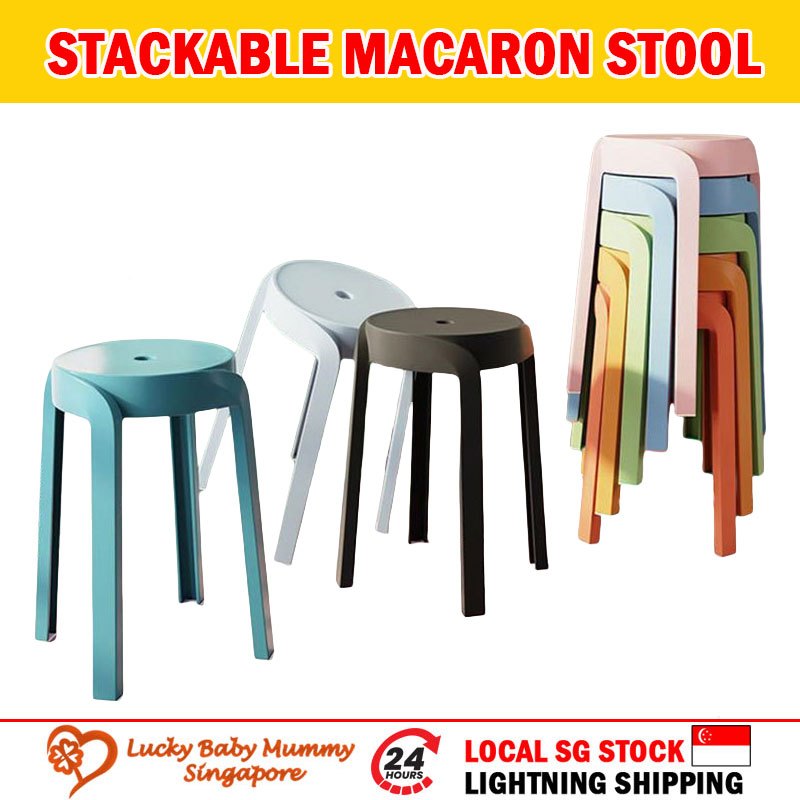 Macaron Stackable Stool Modern Simple Chair Multi-Colour Anti-Slip ...