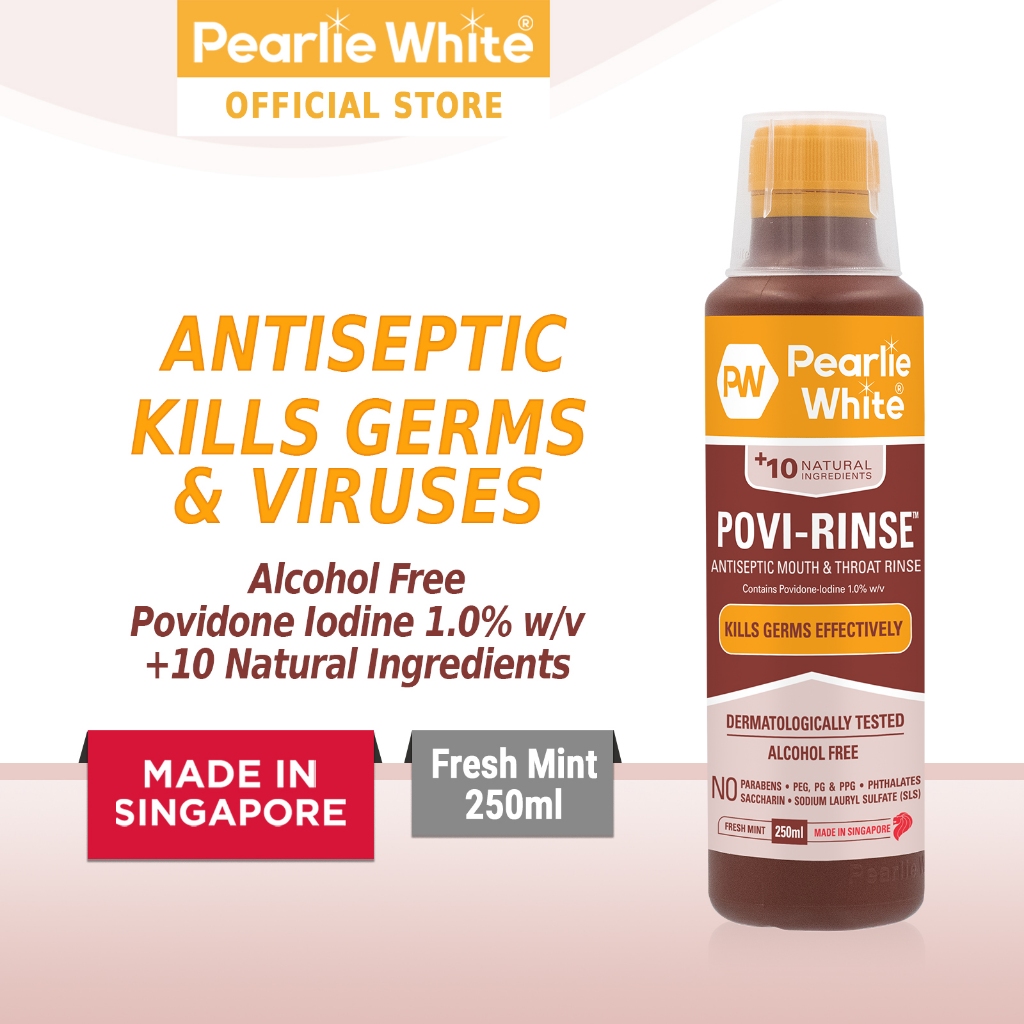 Pearlie White Povi-Rinse Antiseptic Mouth & Throat Rinse 250ml ...