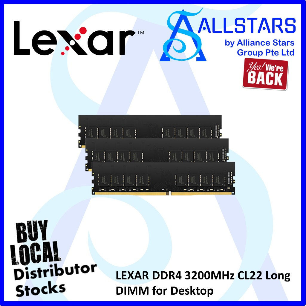 (ALLSTARS) LEXAR DDR4 3200MHz CL22 Long DIMM for Desktop -Choice of 8 ...
