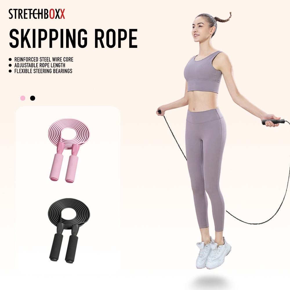 StretchBoxx Premium Skipping Rope – Durable Steel-Core, Adjustable and ...