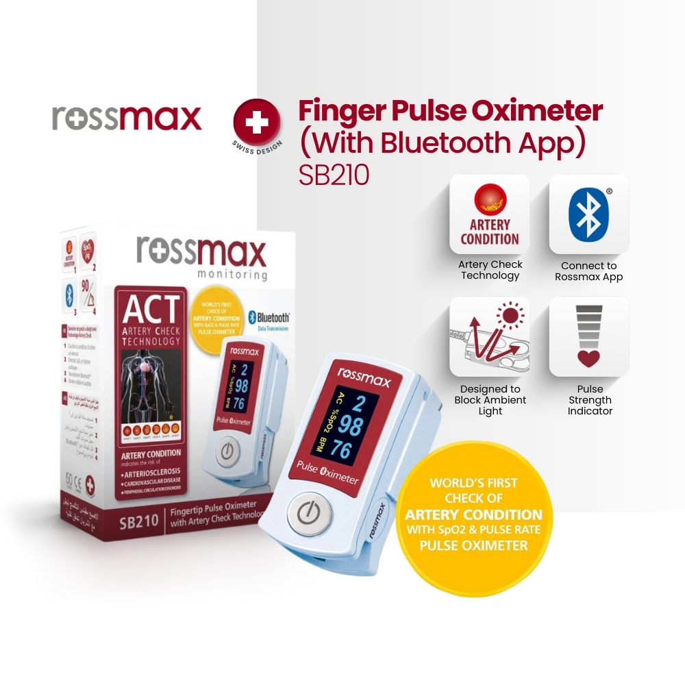 ROSSMAX Finger Pulse Oximeter SB210 with Bluetooth App | Swiss Design ...