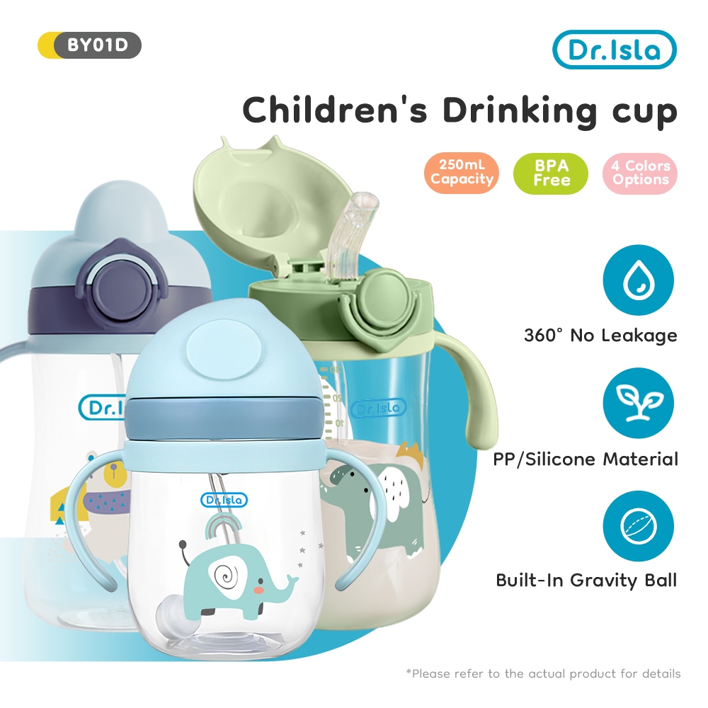 Dr.isla Kids Water Bottle Weighted Straw sippy cup anti-choking Baby ...