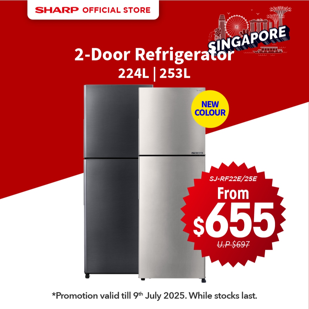 SHARP 2 Door Premium Design Refrigerator 3 Ticks 224L 253L 300L 330L ...