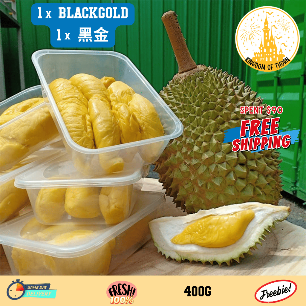 [400g] x 1 Box Blackgold Durian Fresh Dehusk Premium Quality Grade AAA ...