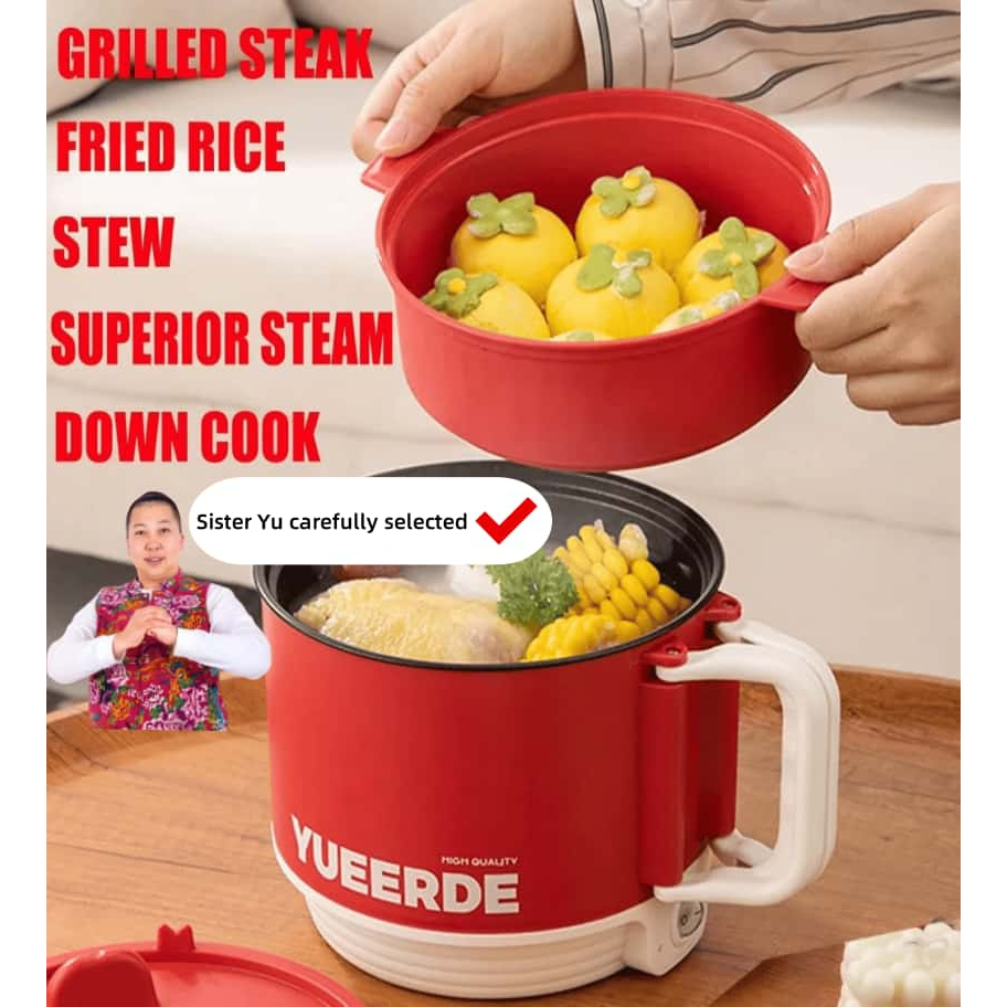 Hot Pot Electric Ramen Cooker Mini Instant Non-stick Pot with Over ...