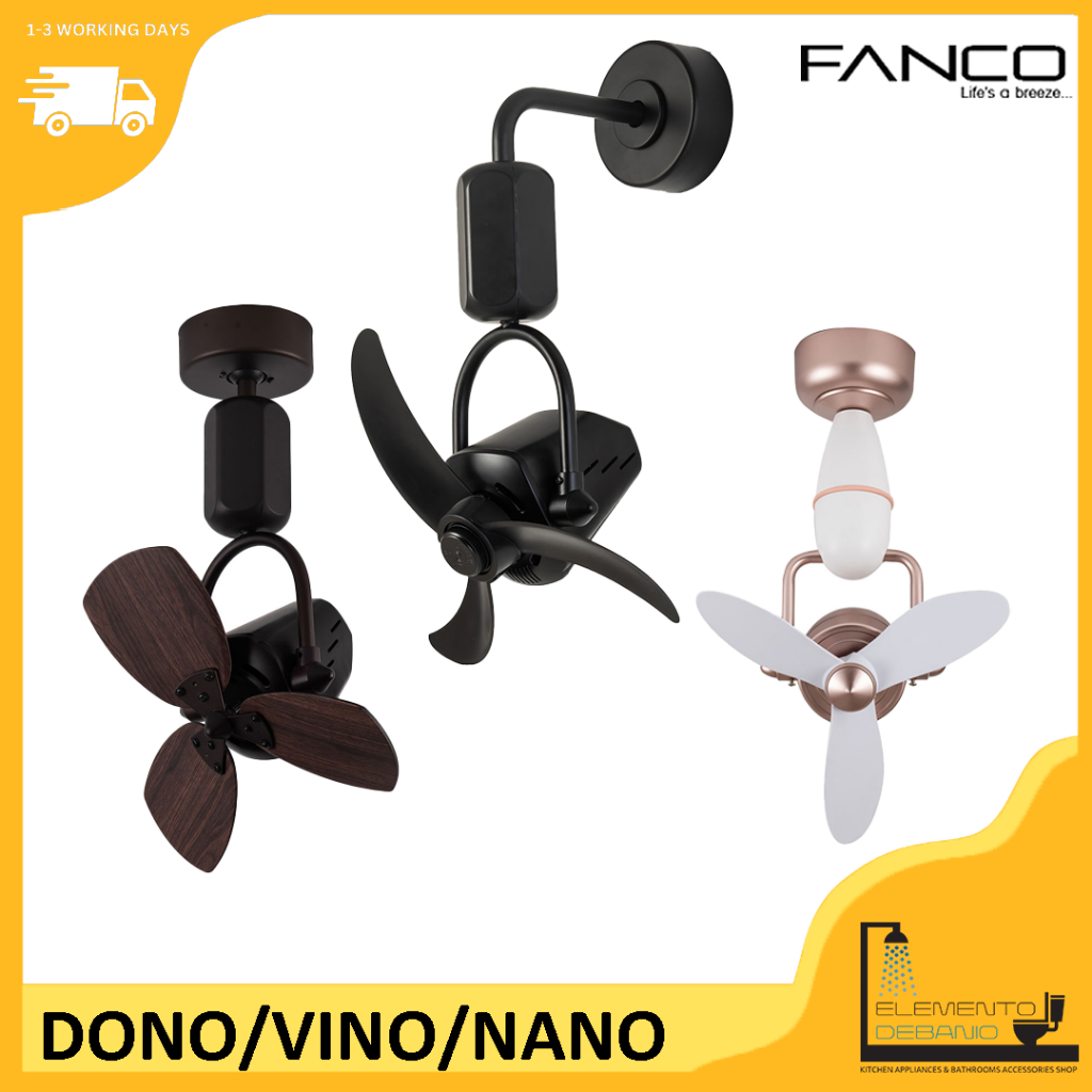 Fanco DC Corner Fan Dono Nano Vino 16 inch / 18 inch Black White Wood ...