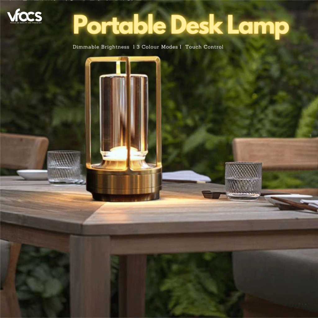 Vfocs Rechargeable Table Lamp: Portable Desk Lamp with Dimmable Night ...