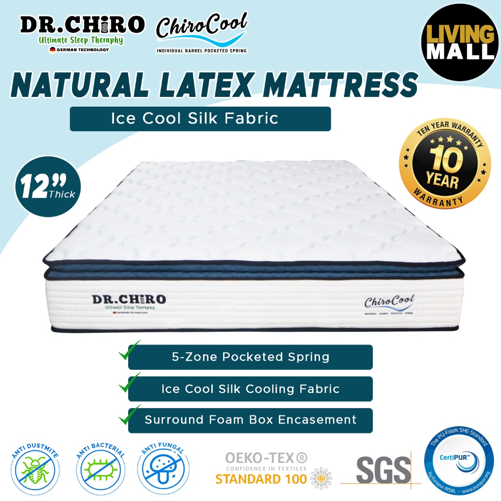 Living Mall DR Chiro CHIRO COOL 12" 5-Zone Pocketed Spring Mattress ...