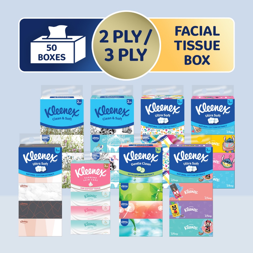 [1 Carton] Kleenex Facial Tissue Box Assorted (10x5 boxes) | Shopee ...