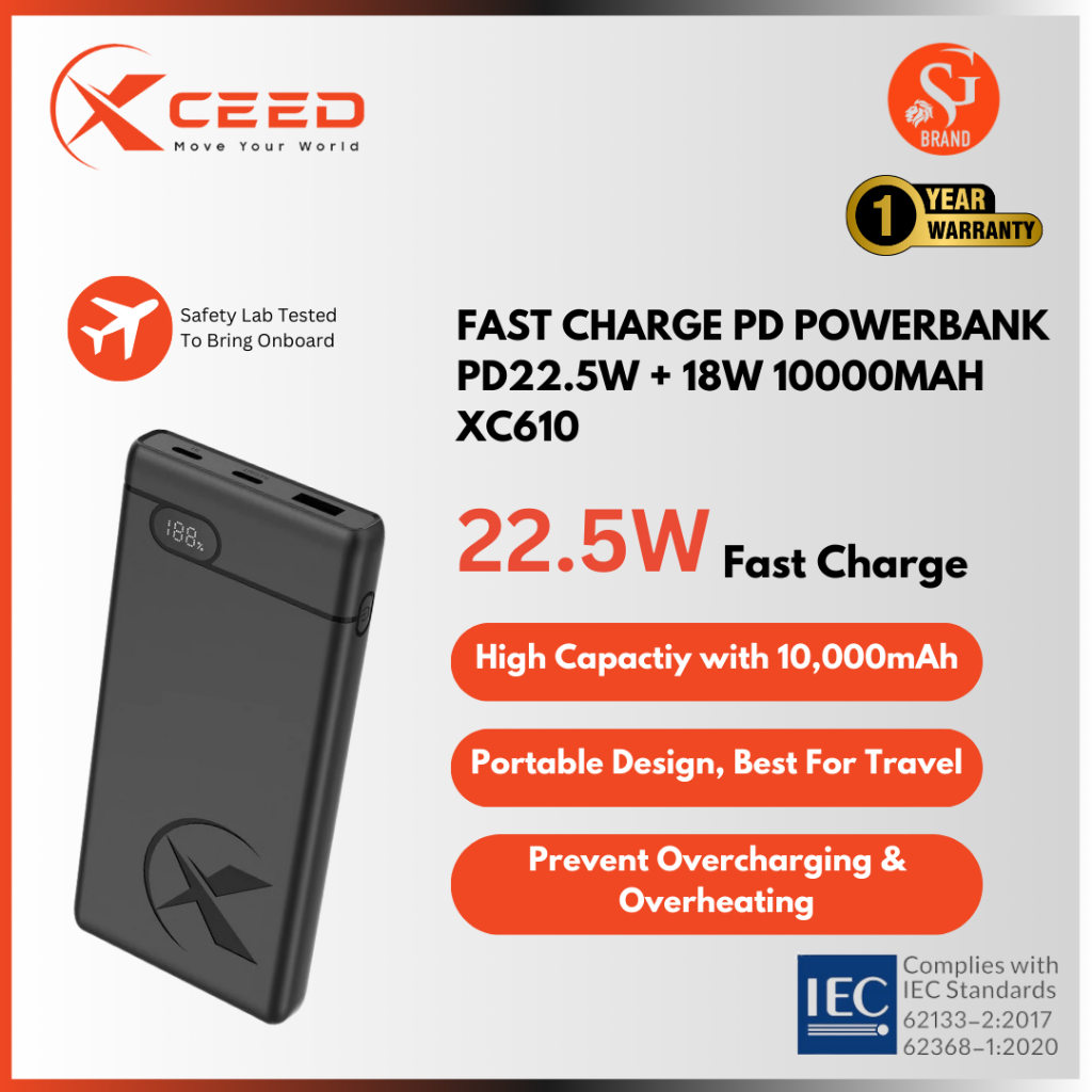XCEED FAST CHARGE PD POWERBANK PD22.5W + 18W 10000MAH XC610 | Shopee ...