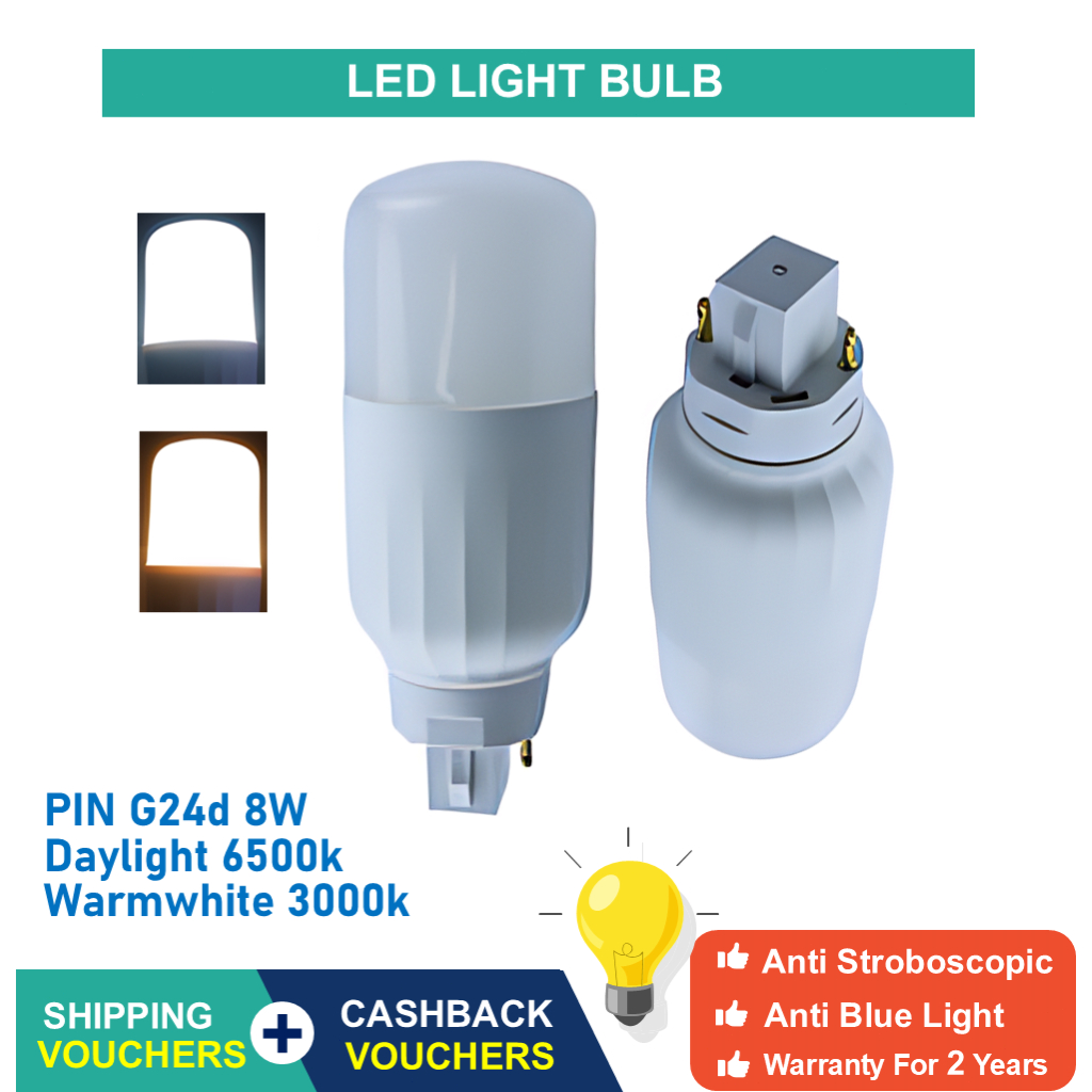PIN-8G24D LED Light Lamp G24d Base Bulbs Plc Bulb Daylight 6500k Warmwhite 3000K 8Watt Downlight ...
