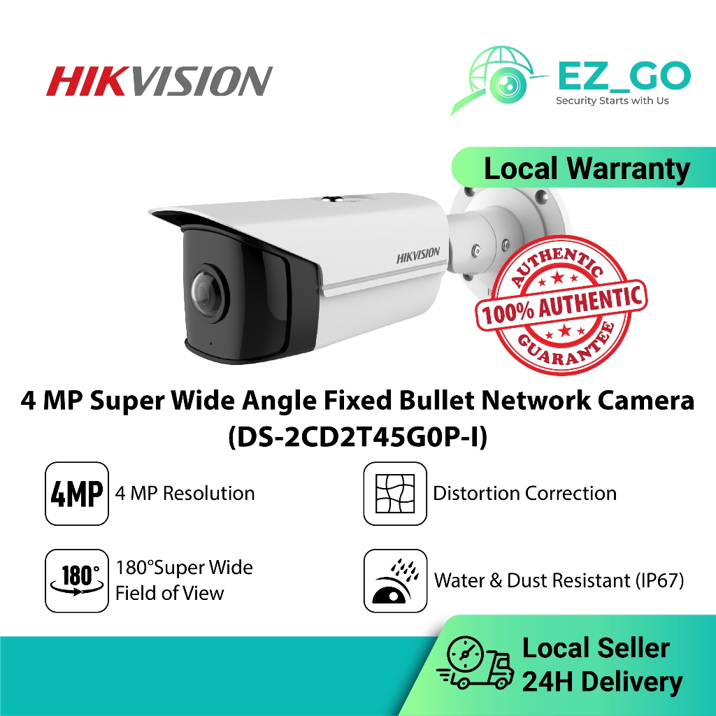 [SG SELLER] Hikvision 180° Super Wide Angle Fixed Bullet DS-2CD2T45G0P ...