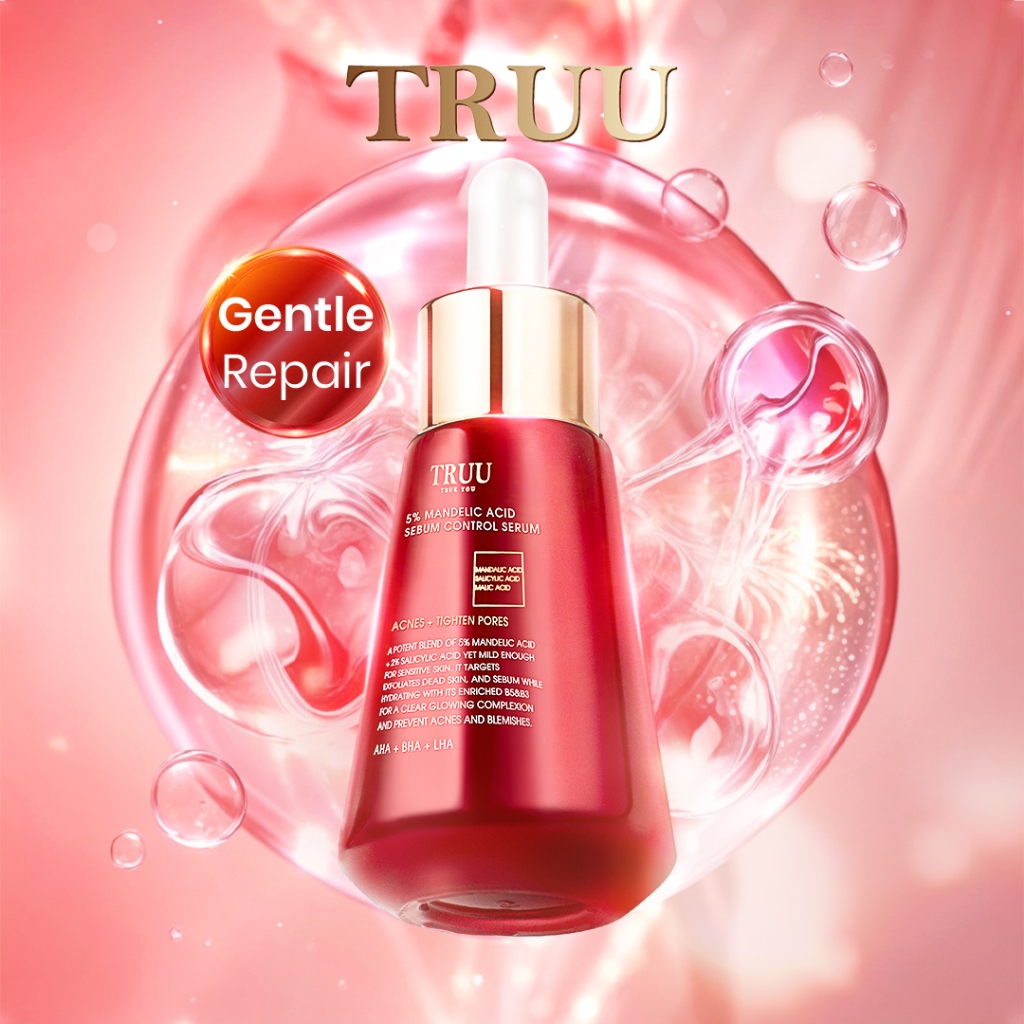 TRUU 5% Mandelic Acid Sebum Control Serum 30G（Gentle Exfoliation+Pore Refining）Pimples Acne ...