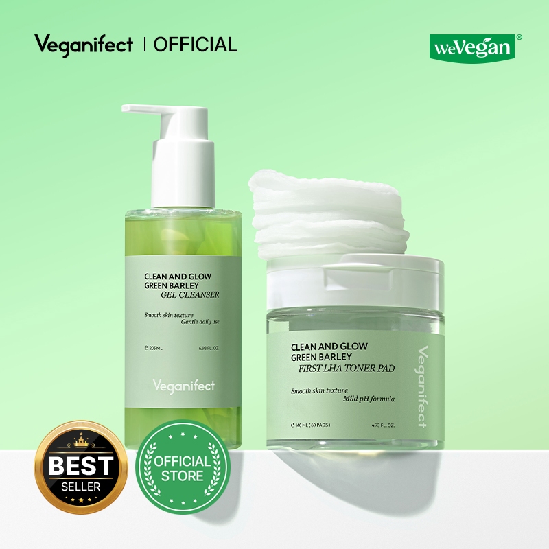 [Veganifect] Best Sellers LHA Duo Set (Gel Cleanser + Toner Pad) / Green Barley Gel / Daily ...
