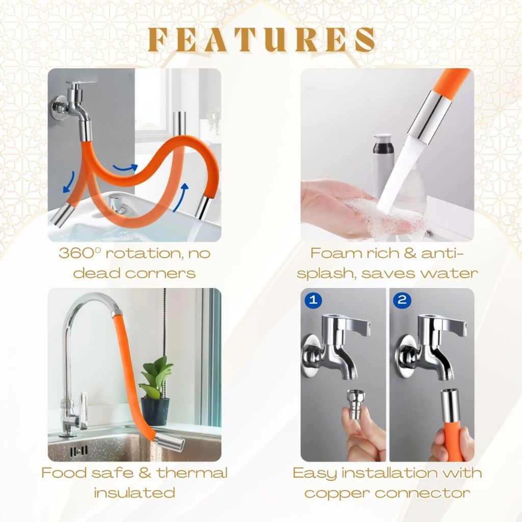 20/30/50/70cm Faucet Extension Extender 360°Free Bending Flexible Hose ...