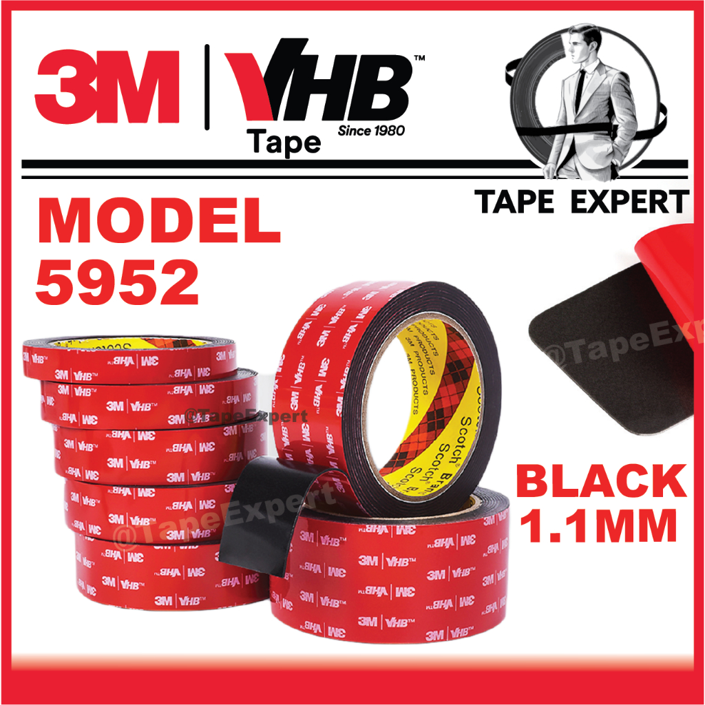 [TapeExpert] 3M 5952 VHB Double Sided Tape Heavy Duty Strong Black Tape Vehicle Waterproof Car ...