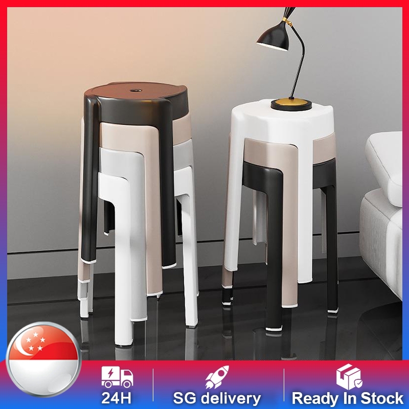 【SG STOCK】Stackable Plastic Stool Chair Dining Chair Set of Living Room ...