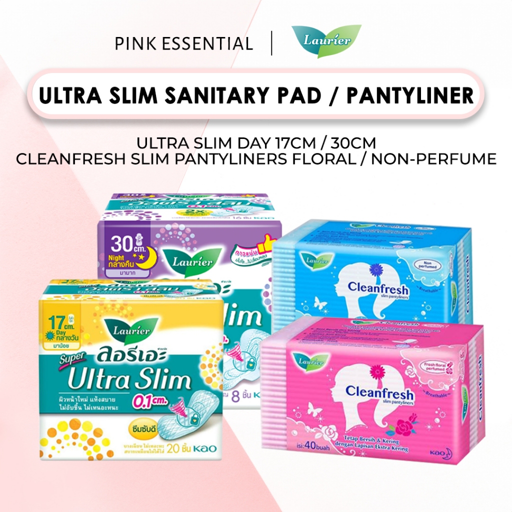 Laurier [1 ctn] Sanitary Pads Ultra Slim 17cm/30cm | Clean Fresh pantyliners 40s | Shopee Singapore