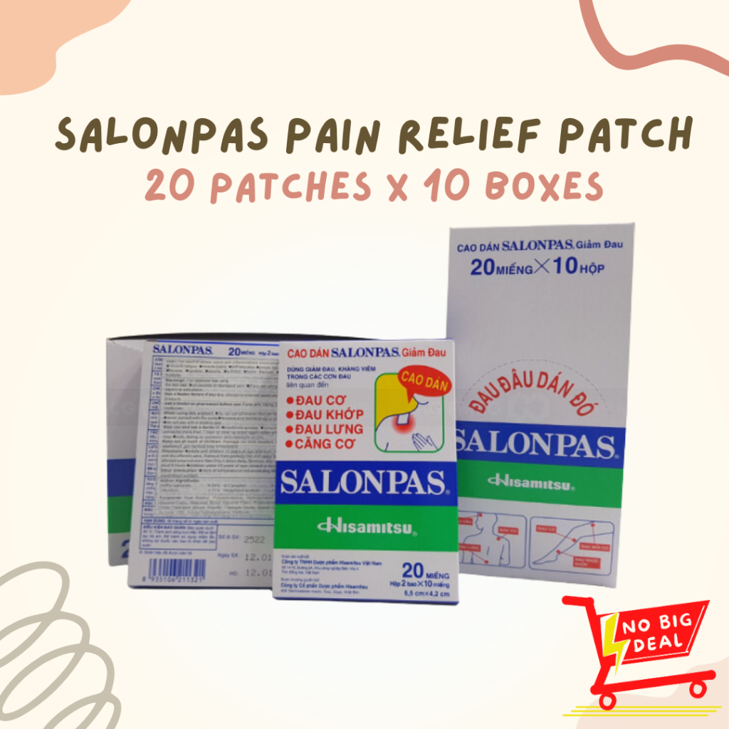 SALONPAS Pain Relieving Patch - Pack of 20s x 10 boxes (1 Carton ...