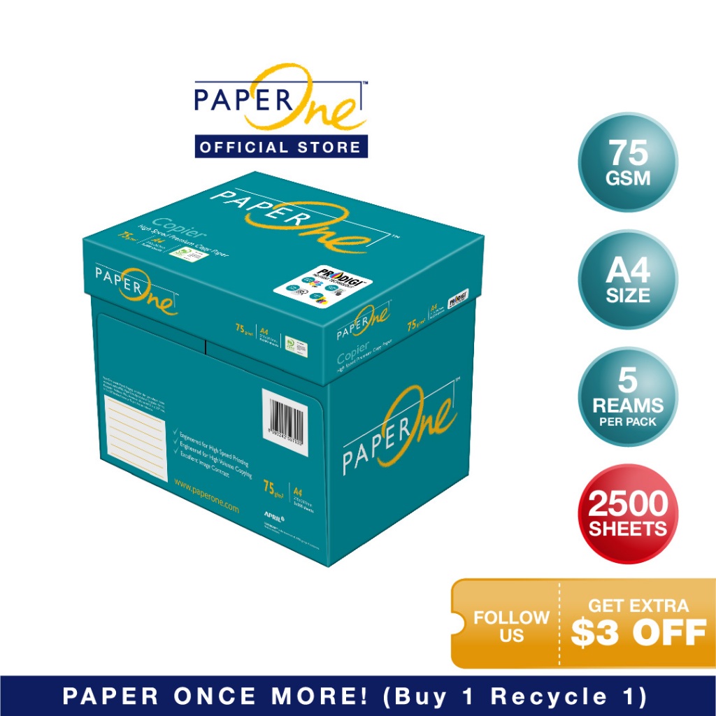 PaperOne™ Copier Paper 70gsm / 75gsm Copy Paper A4 [1 Box] | Shopee ...