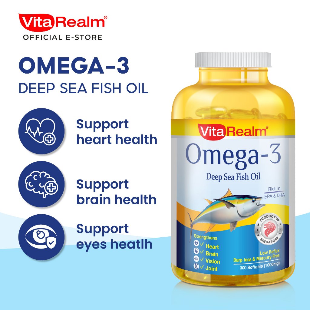 VitaRealm Omega-3 Deep Sea Fish Oil 1000mg | EPA DHA | IFOS Certified ...