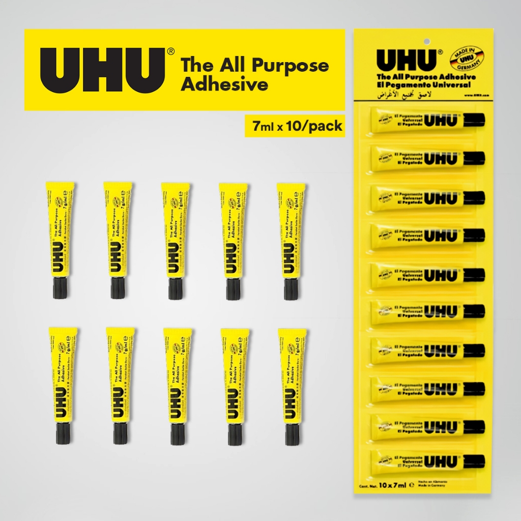 UHU GLUE All Purpose Adhesive Glue 7ml x 10 Pack Universal Glue ...
