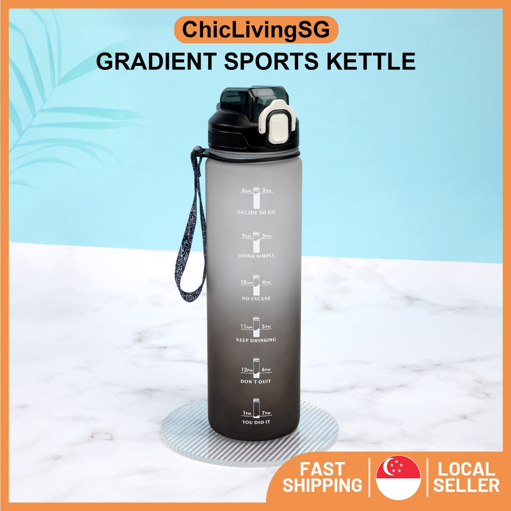 Water Bottle /1L Sports Water Bottle/Gradient Water Bottle With Lid and ...