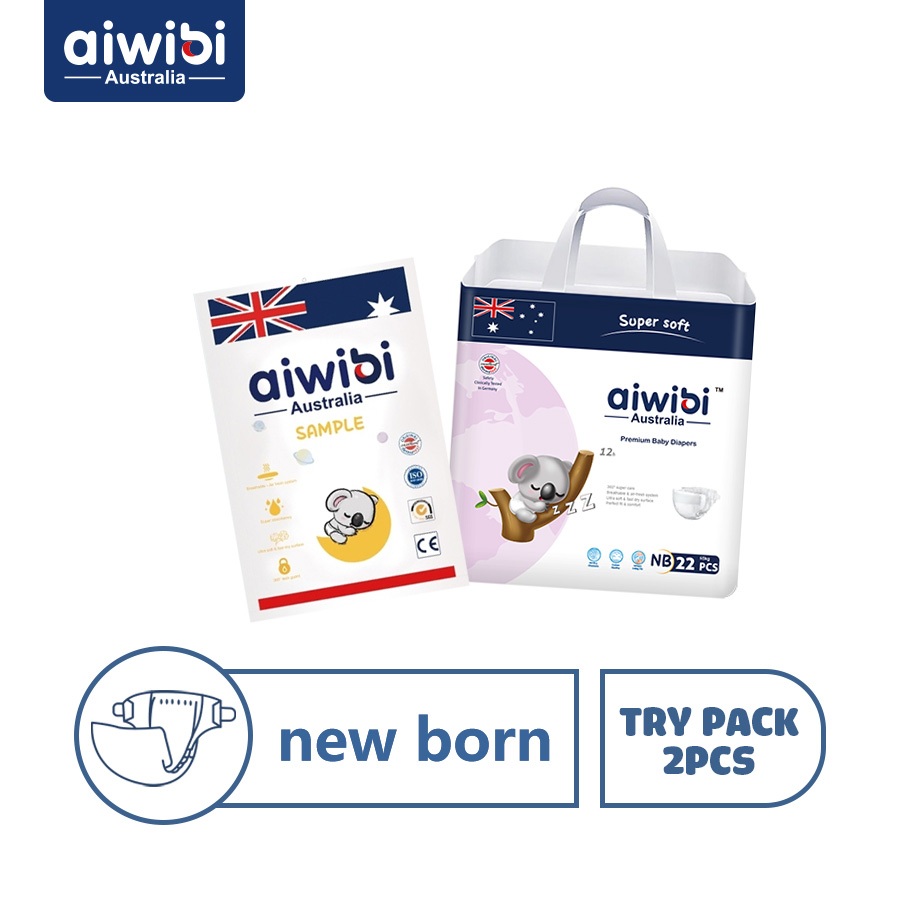 (Try Pack) Aiwibi Premium Soft SAP Tape Adhesive Diapers NB22/Ultra ...