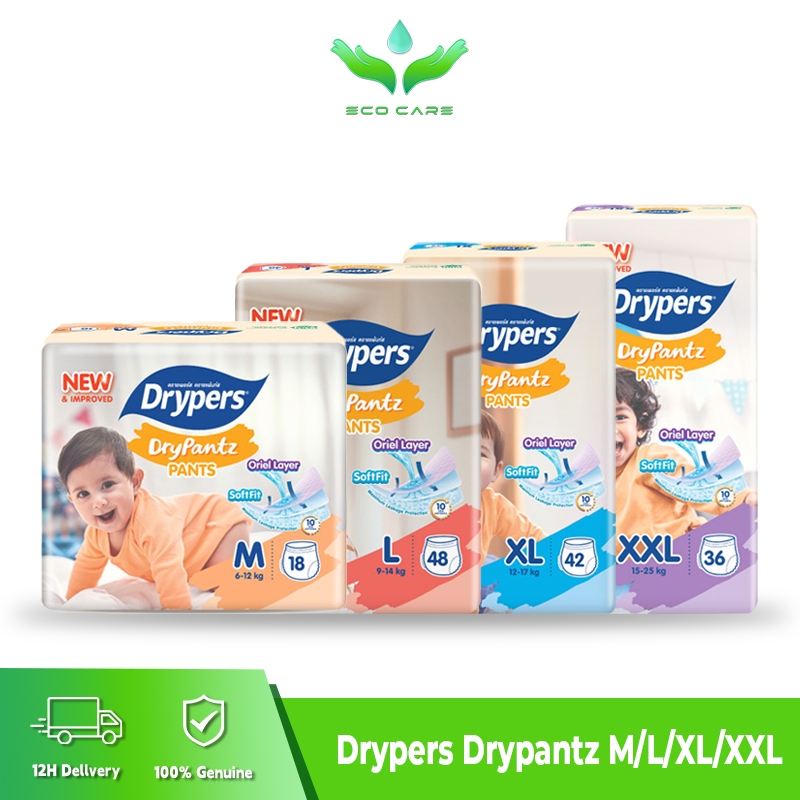 Drypers Drypantz Diapers Pants M58/L48/XL42/XXL36 Carton Sales | Shopee ...