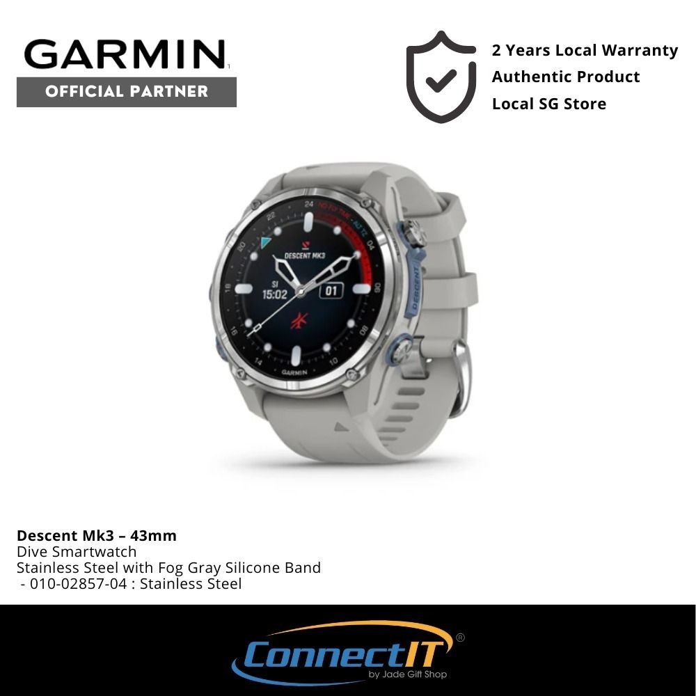 Garmin Descent Mk3 – 43mm Dive Smartwatch Stainless Steel with Sonar ...