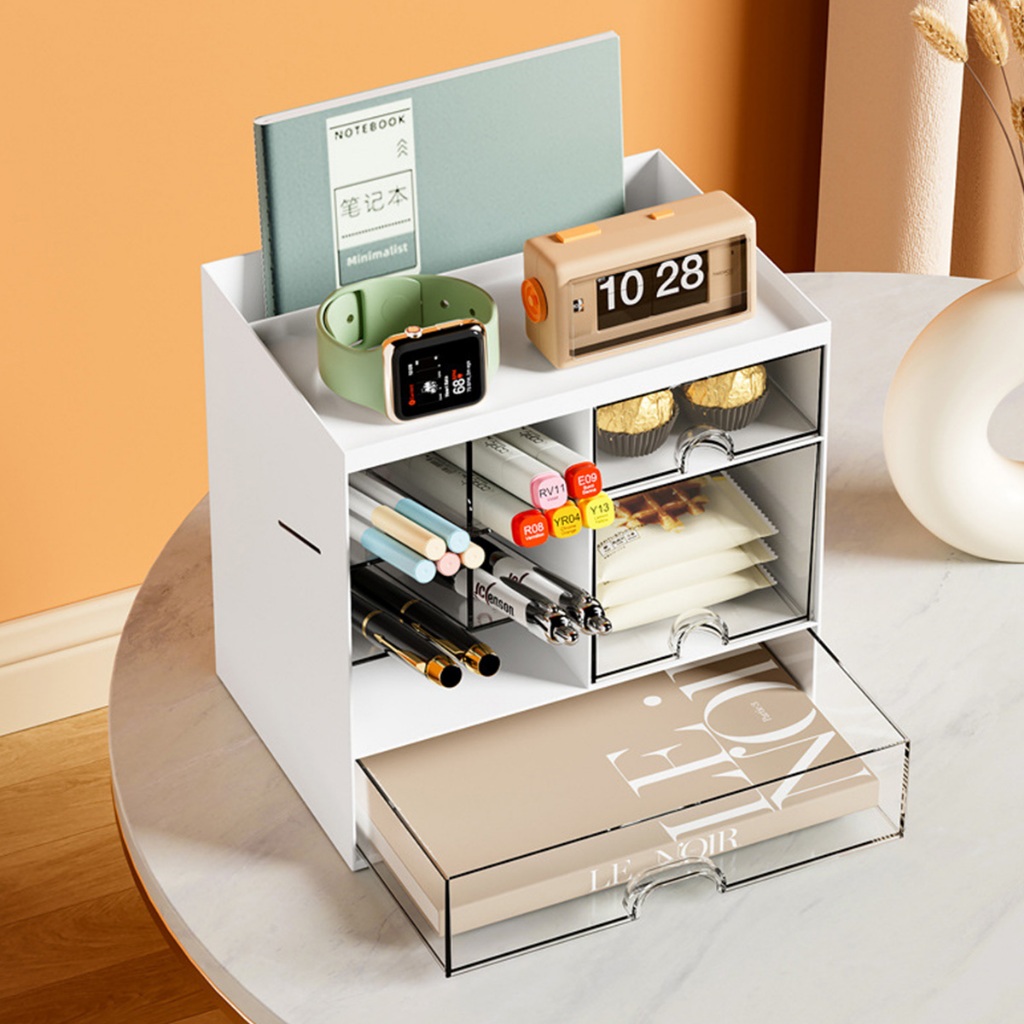 Desk Organiser Pen Holder Stackable Desktop Organiser Stationery Drawer ...