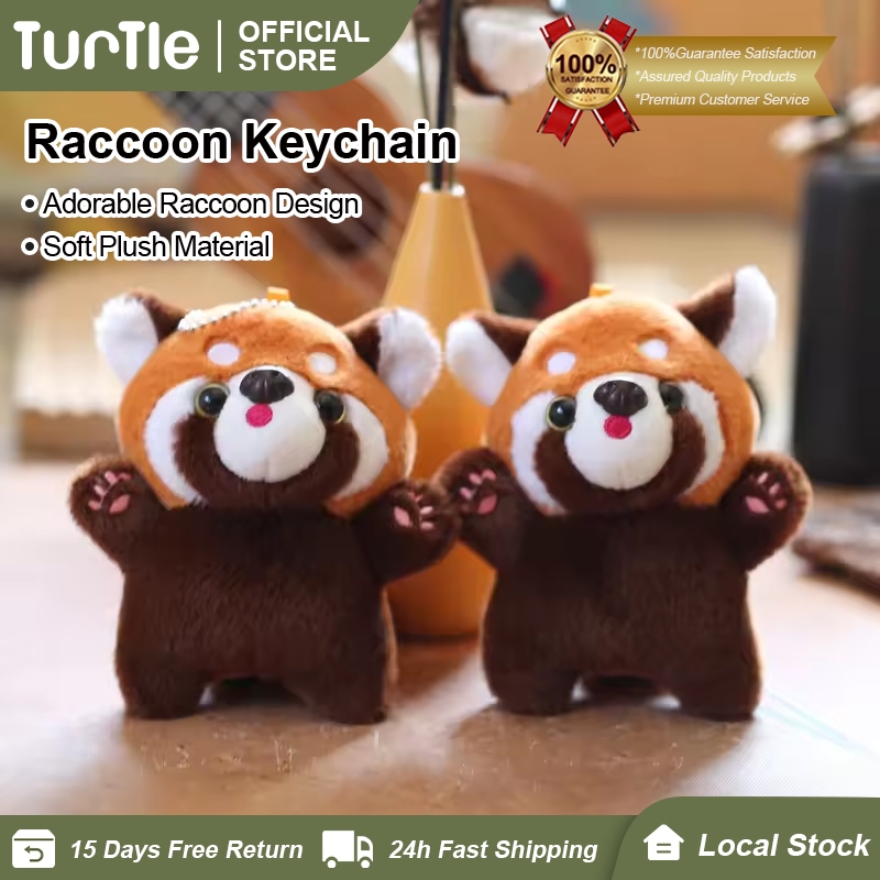 TURTLE Adorable Raccoon Red Panda Plush Keychain Soft Toy Pendant for ...