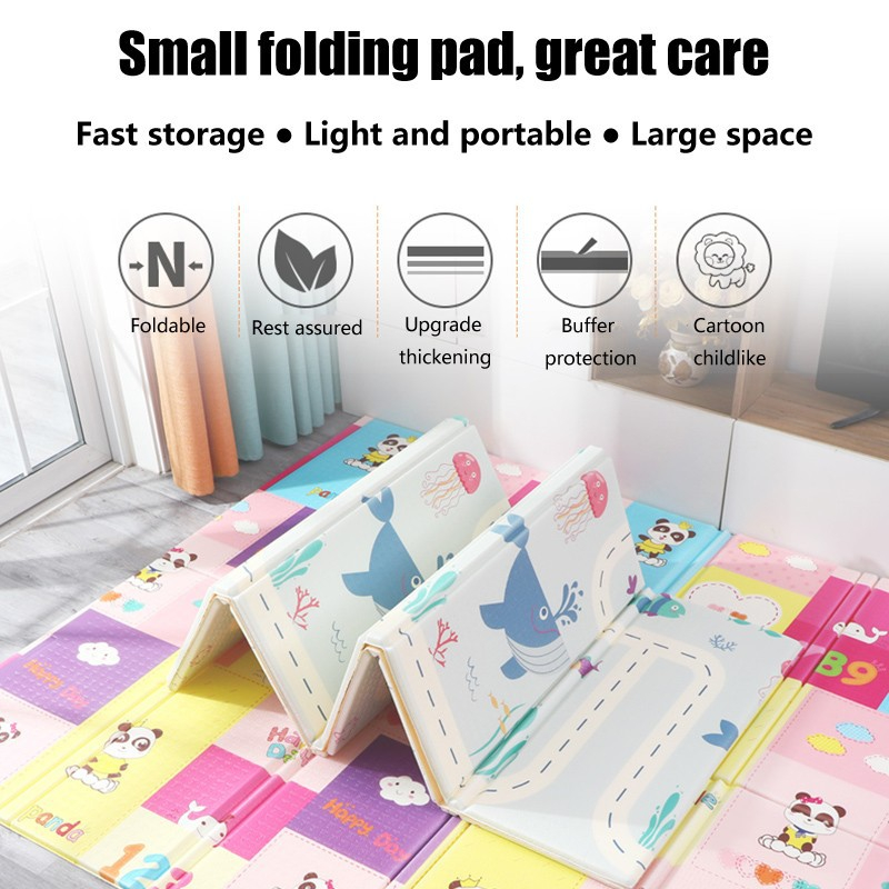 【Mini Gifts】200x180x1.5cm XPE Folding Mat Baby Crawling Mat Kids ...