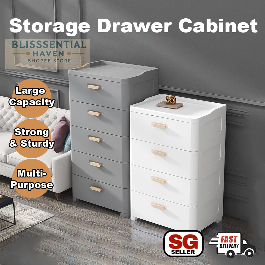 [SG Seller] 57cm White Storage Drawer Cabinet Organiser Chest Drawer ...
