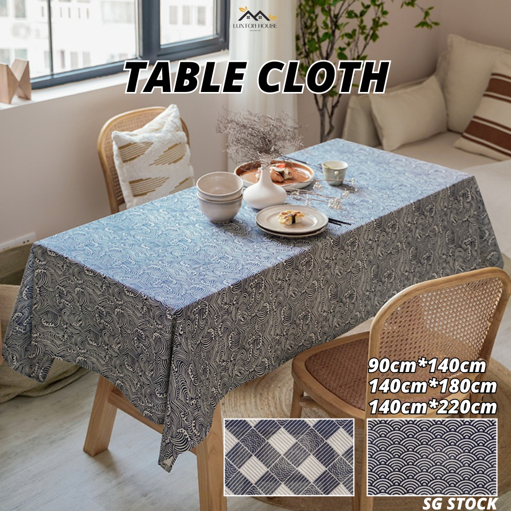 {SG} Table Cloth 140×180cm Rectangle Tablecloth Table Cloth Cotton ...