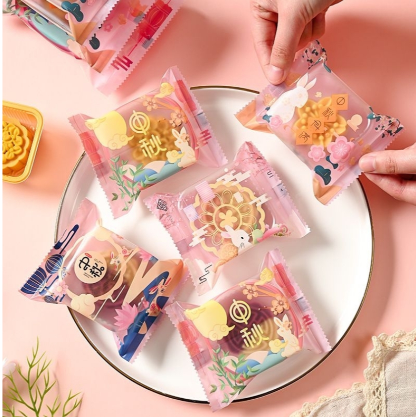 (100pcs wrapper) mooncake plastic bag heat sealer bag sakura morandi ...