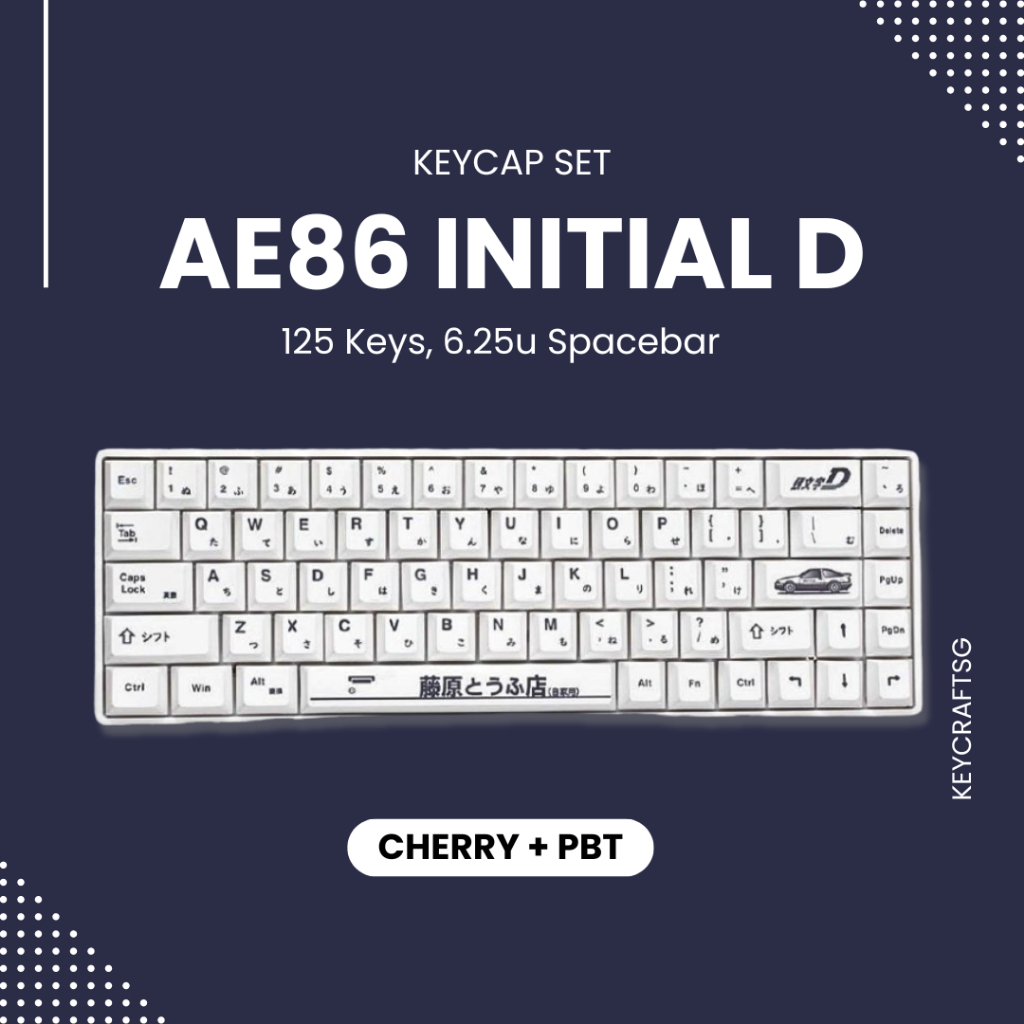 🇸🇬 AE86 Initial D Trueno Keycap PBT Dye-sub Cherry Profile Minimalist ...