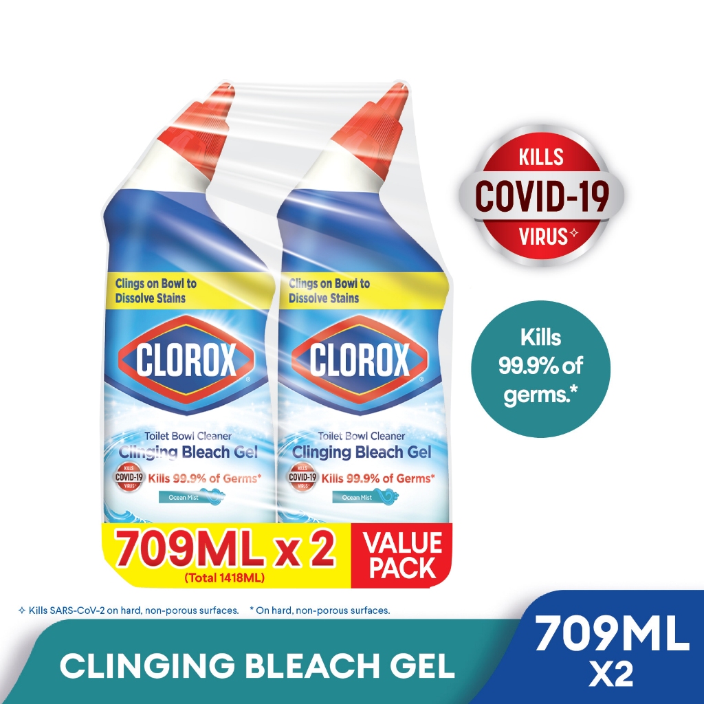 Clorox Toilet Bowl Cleaner With Clinging Bleach Gel Ocean Mist Twin ...