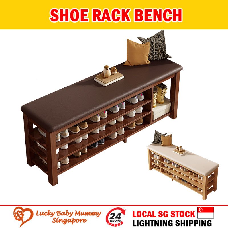 N527 Wooden Shoe Bench / Solid Wood Leg/ Shoe Rack Stool PU Seat ...