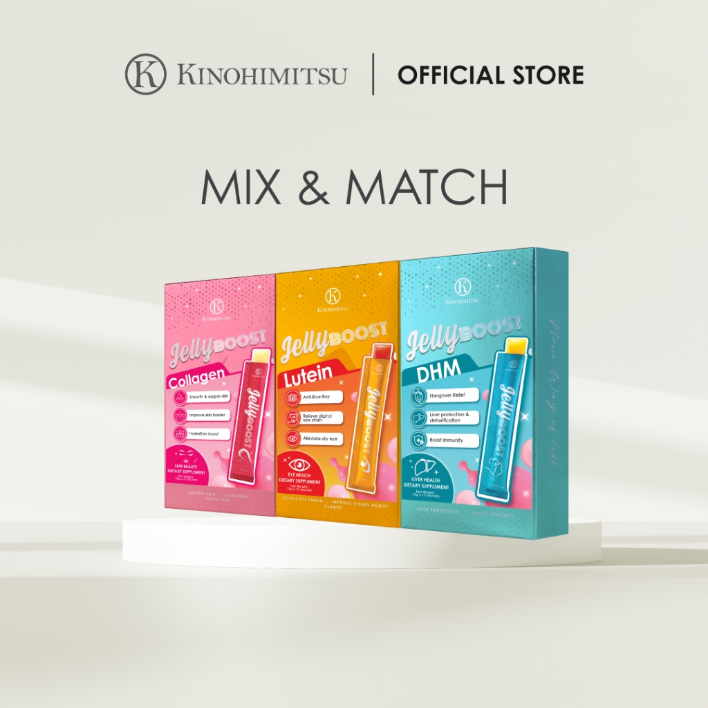 [Mix & Match] Kinohimitsu JellyBoost 15's Collagen/Lutein/DHM 15g ...