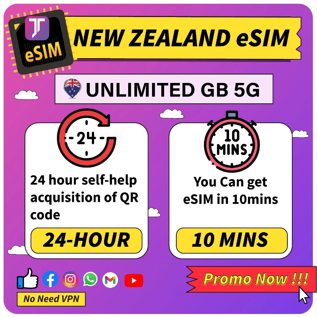 eSIM【 New Zealand】New Zealand Travel Prepaid Sim Card UNLIMITED GB ...