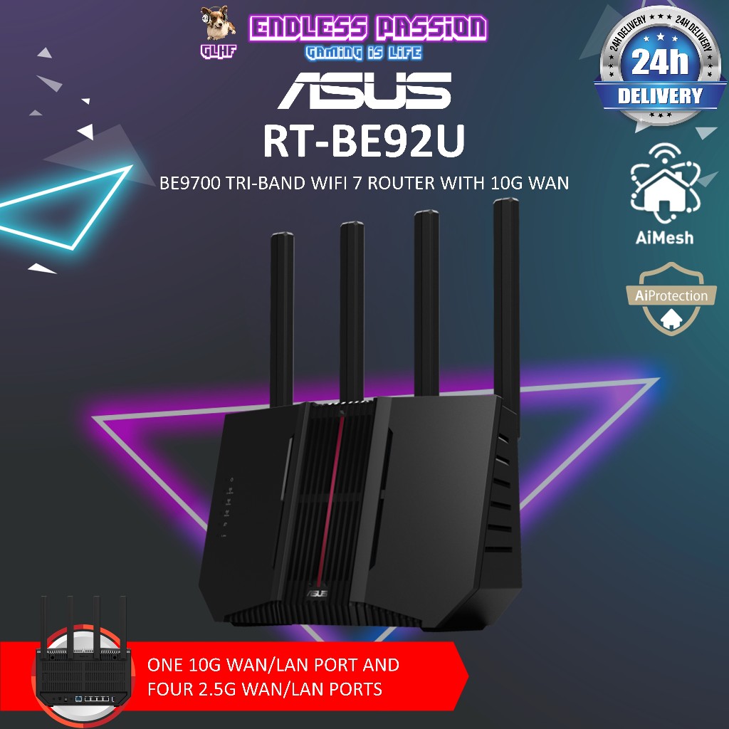 ASUS RT-BE92U BE9700 Tri-band WiFi 7 Router with 320MHz Bandwidth ...