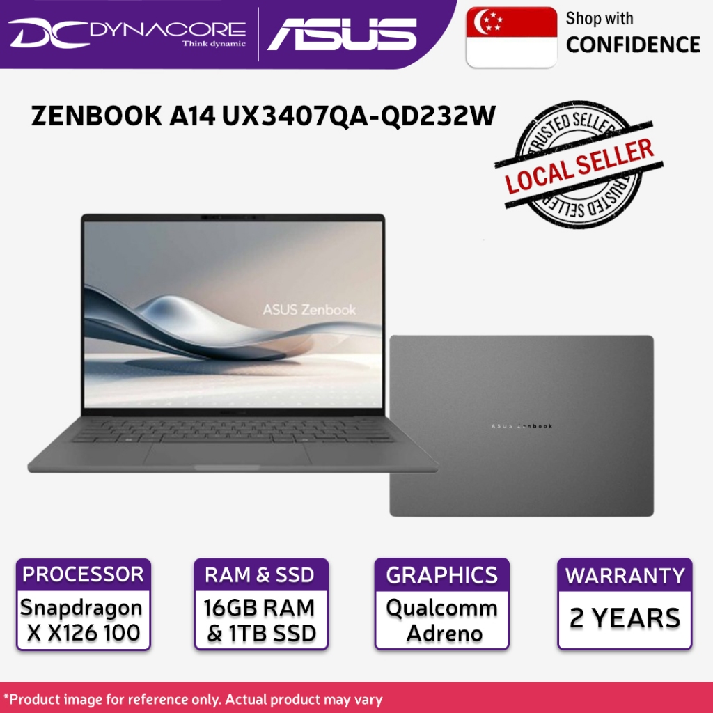 ASUS ZENBOOK A14 UX3407QA-QD232W 14-inch OLED Laptop Snapdragon X X126 ...