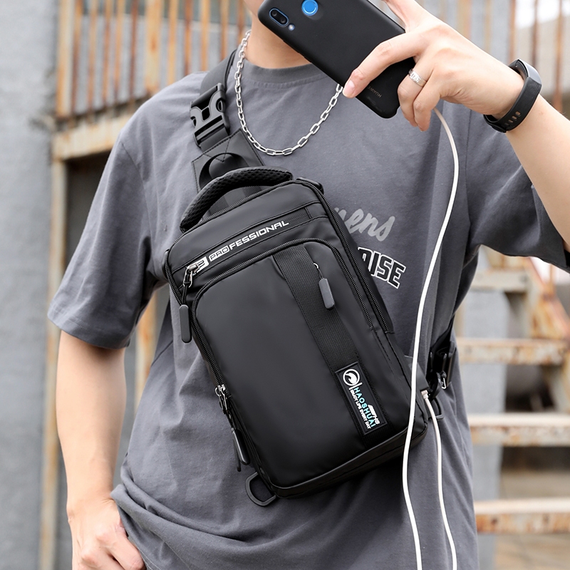 Cross Body Bag Men , Chest Bag Men , Sling Bag ，USB Men Multifunctional ...