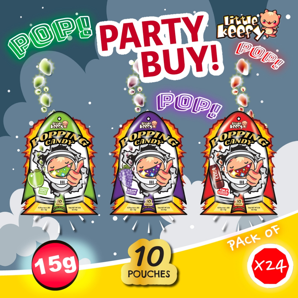 Party Buy: 15g) PACK OF 24 - Little Keefy Popping Candy | 3 Flavours ...