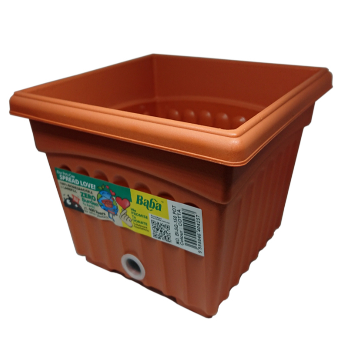 Black / White BABA SQ-345 Square Plastic Pot (34.5cmL x 34.5cmW x 29 ...