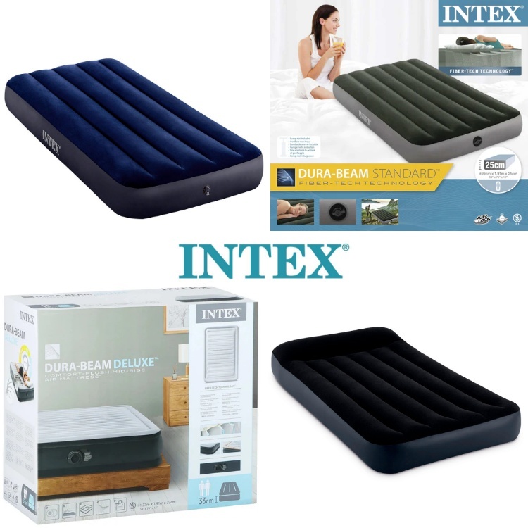 INTEX Air Beds 5 Sizes - Fiber Tech Dura Beam Foldable Air Mattress ...