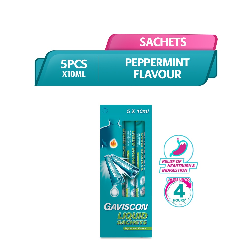 Gaviscon Peppermint Satchets for Fast Relief of Heartburn and ...