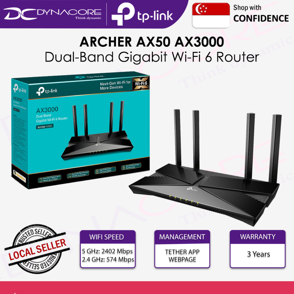 TP-LINK Archer AX50 AX3000 Dual Band Gigabit Wi-Fi 6 Router | Shopee ...